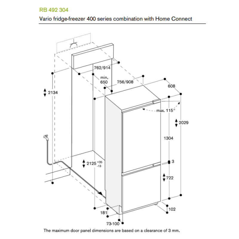 GAGGENAU RB492-304 521公升 嵌入式雙門雪櫃